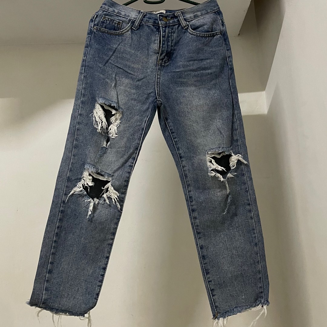 HW Tattered denim pants, Women's Fashion, Bottoms, Other Bottoms on ...
