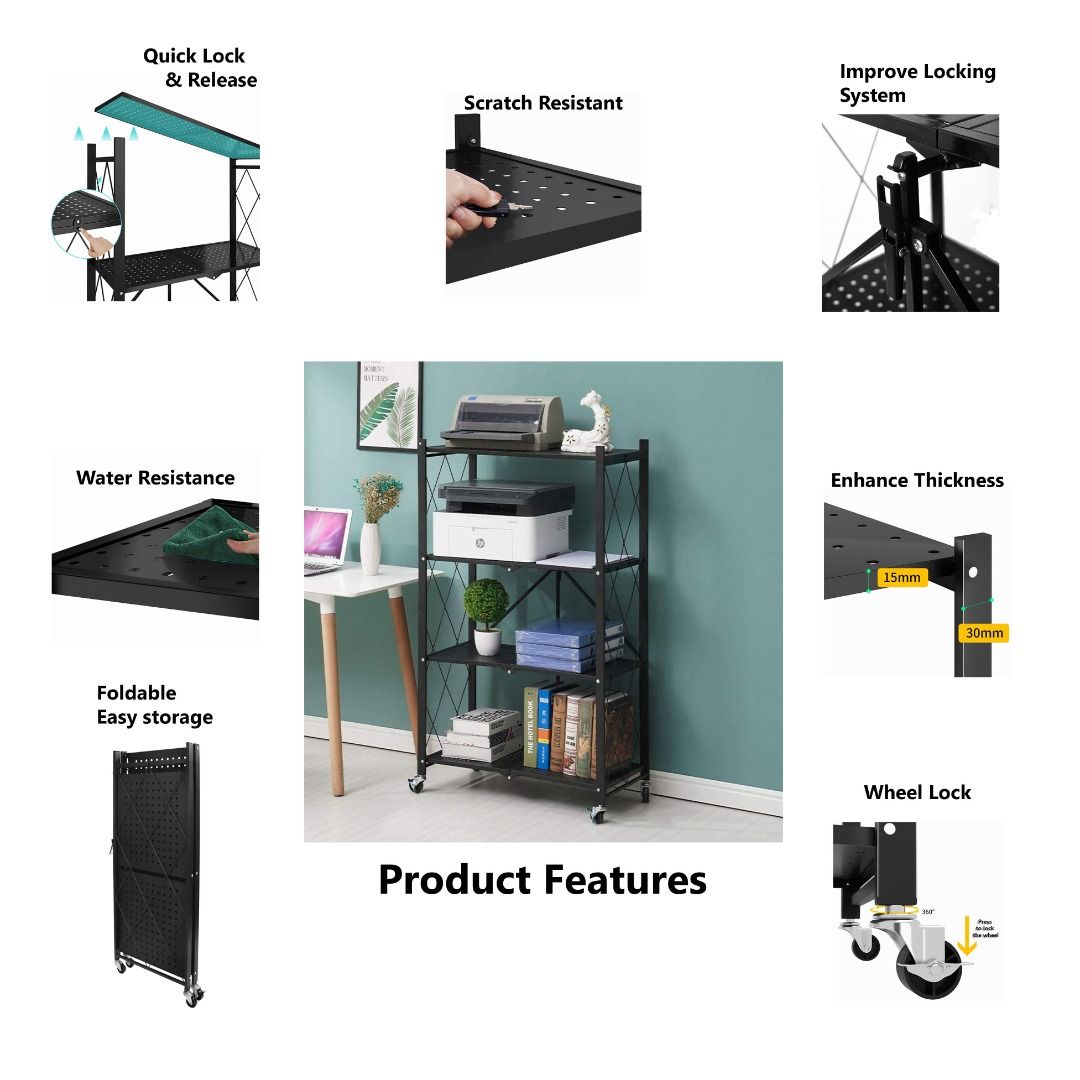 [iDS] Movable Rack Folding Kitchen Storage Rack Shoe Racks Display ...