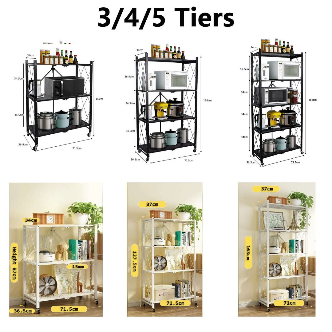 [iDS] Movable Rack Folding Kitchen Storage Rack Shoe Racks Display ...