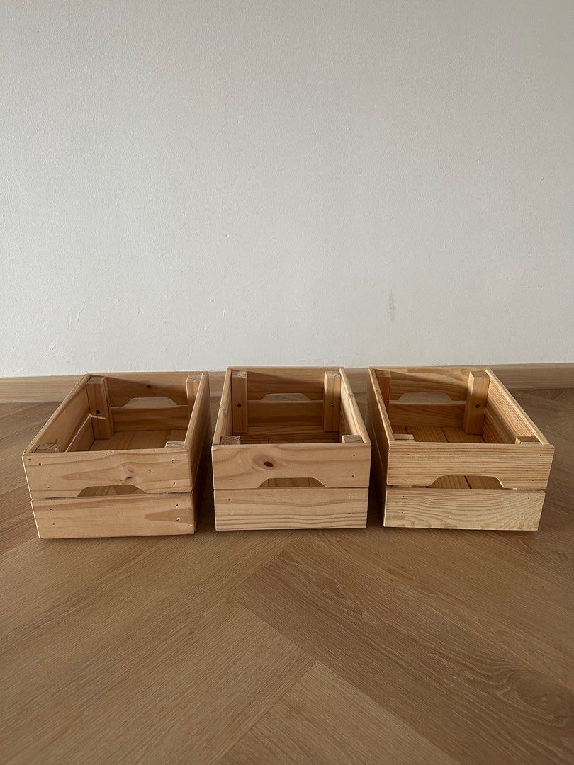 Ikea Knagglig wooden crates, Furniture & Home Living, Home Improvement ...