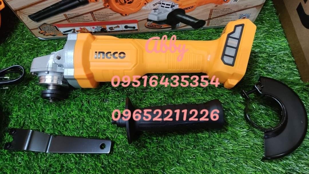 INGCO 20V Cordless Brushless Angle Grinder & Blower w/ 4AH Batteries ...