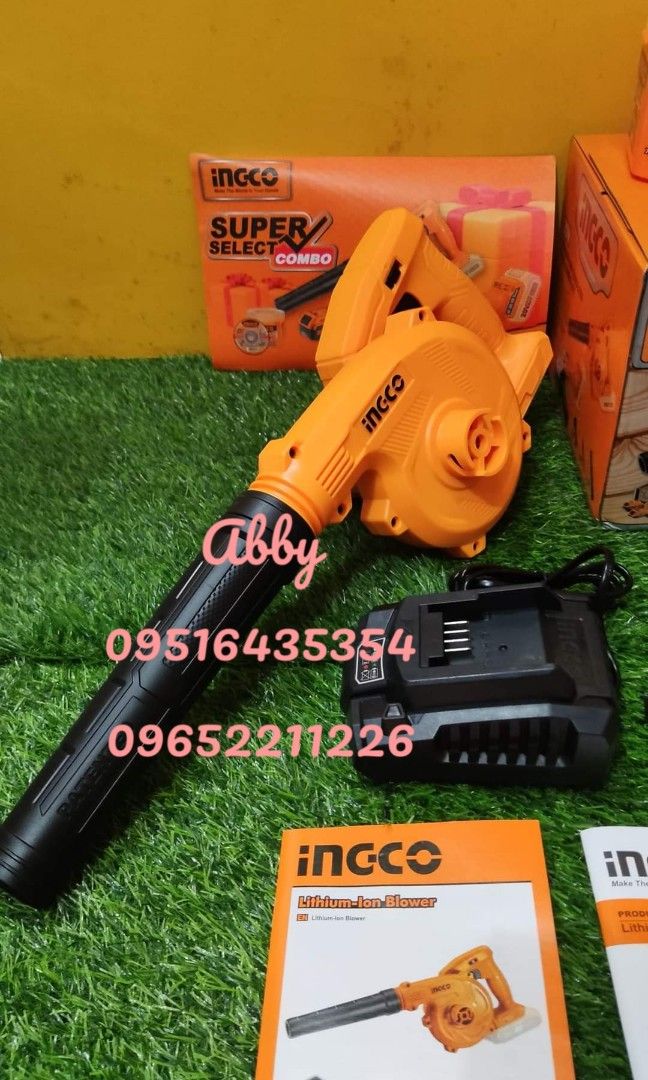 INGCO 20V Cordless Brushless Angle Grinder & Blower w/ 4AH Batteries ...