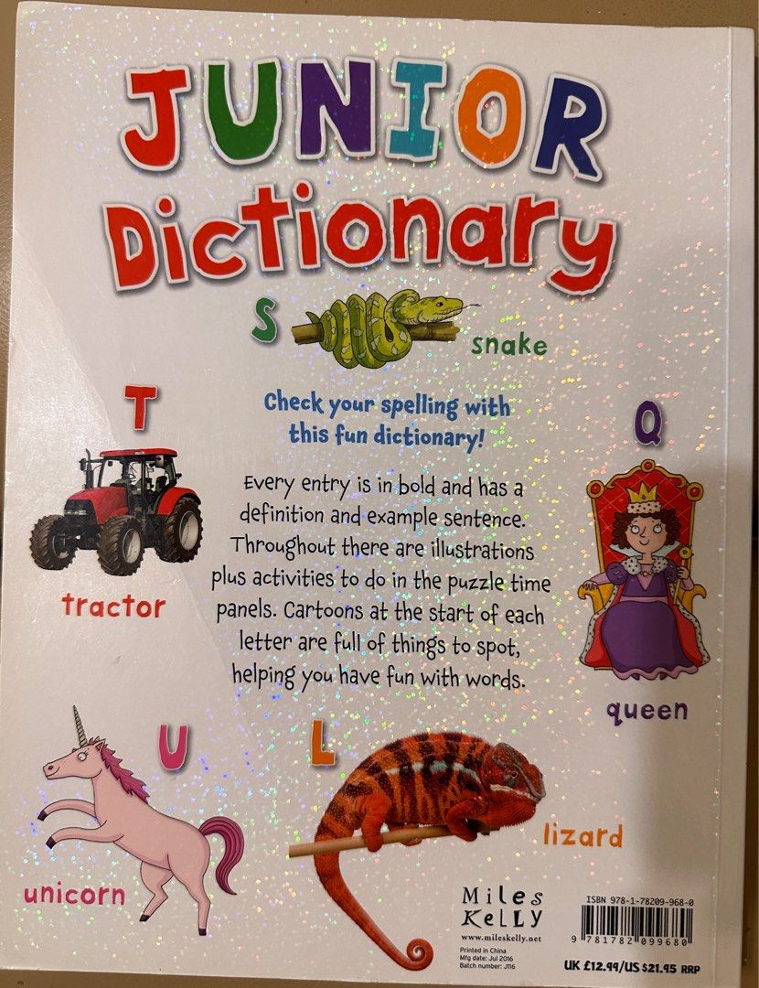小一英文字典-Junior Dictionary by Miles Kelly(原價US$21.95), 興趣及遊戲, 書本 & 文具 ...