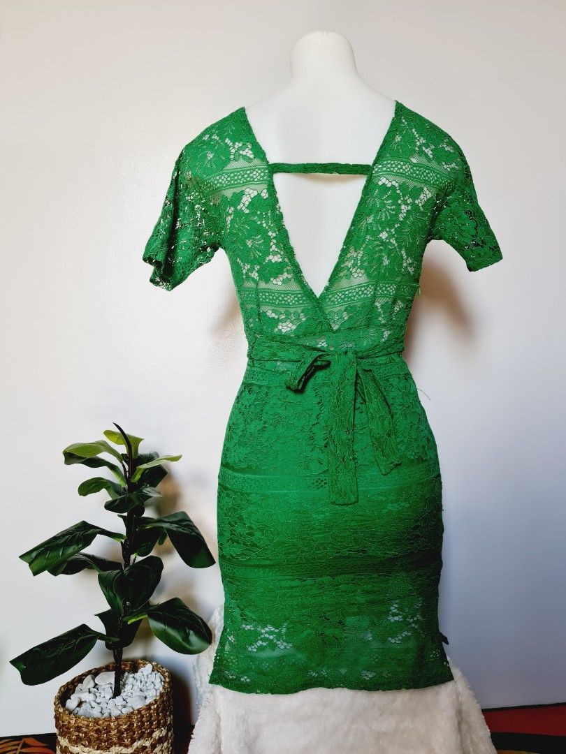 Lace coordinate green formal dress, Women's Fashion, Dresses & Sets ...
