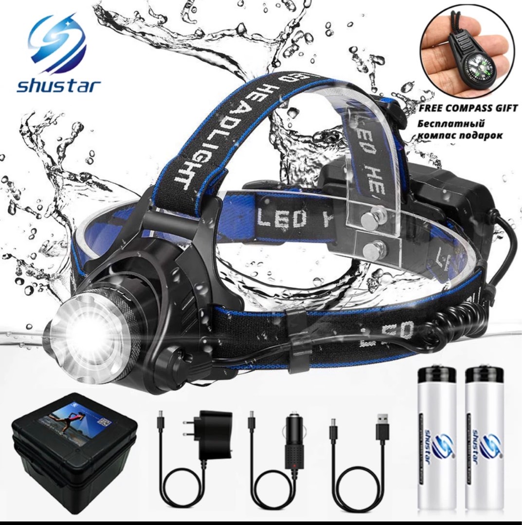 LED Headlamp Fishing Headlight L2 with 3 Modes Zoomable Waterproof ...