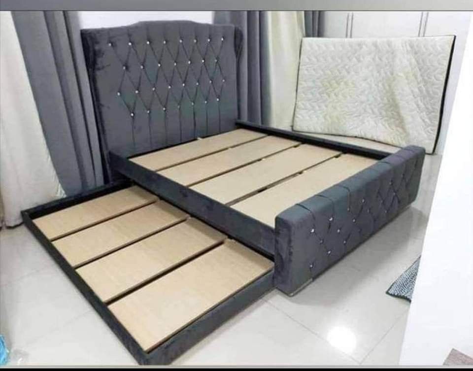 Luxury Queen bed frame with pull out, Furniture & Home Living ...