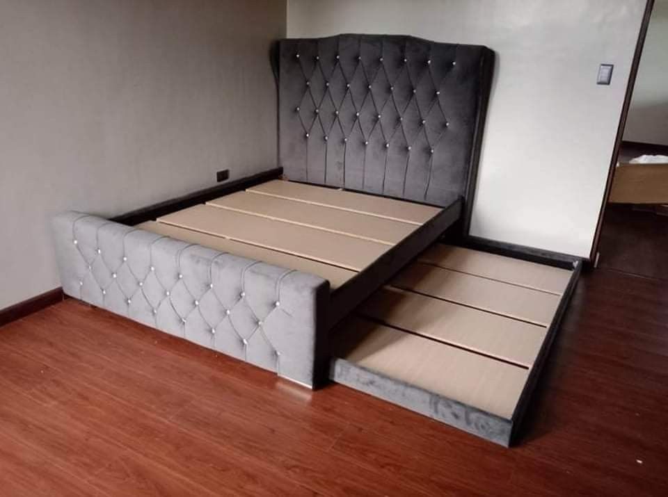 Luxury Queen bed frame with pull out, Furniture & Home Living ...