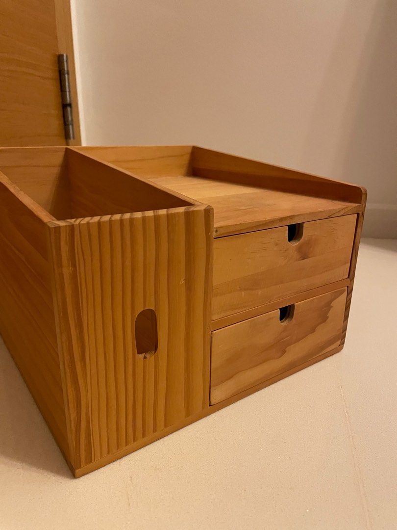 Multifunction desktop wooden storage box with drawers, Furniture & Home ...