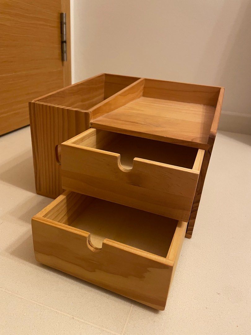 Multifunction desktop wooden storage box with drawers, Furniture & Home ...