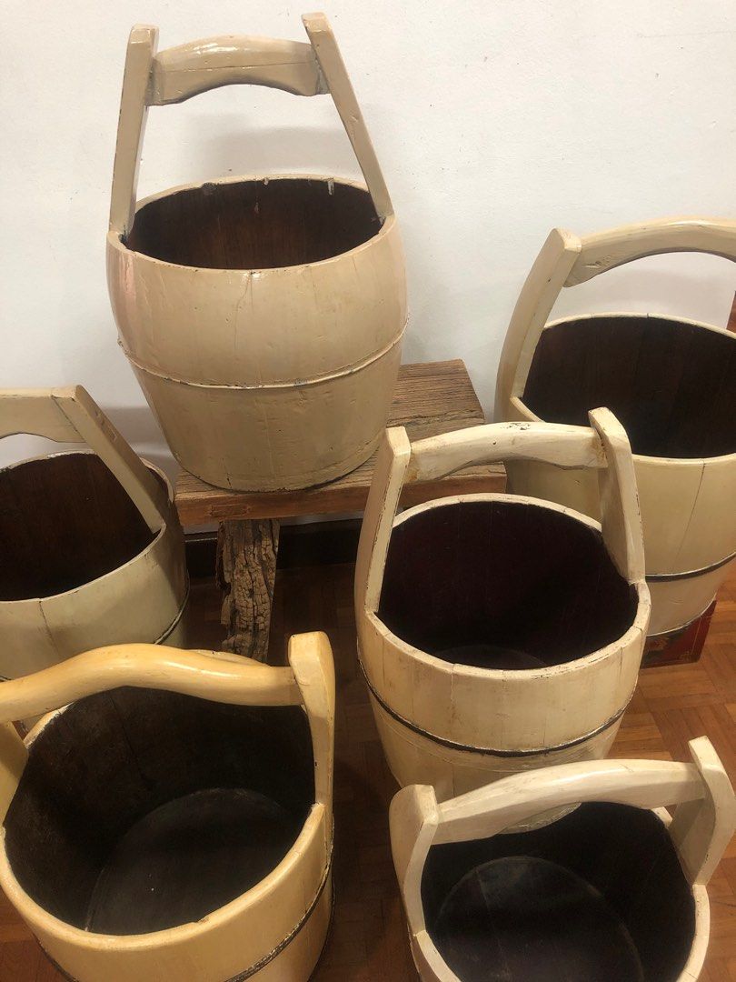 Old & Restored Chinese Water Buckets, Furniture & Home Living, Home ...