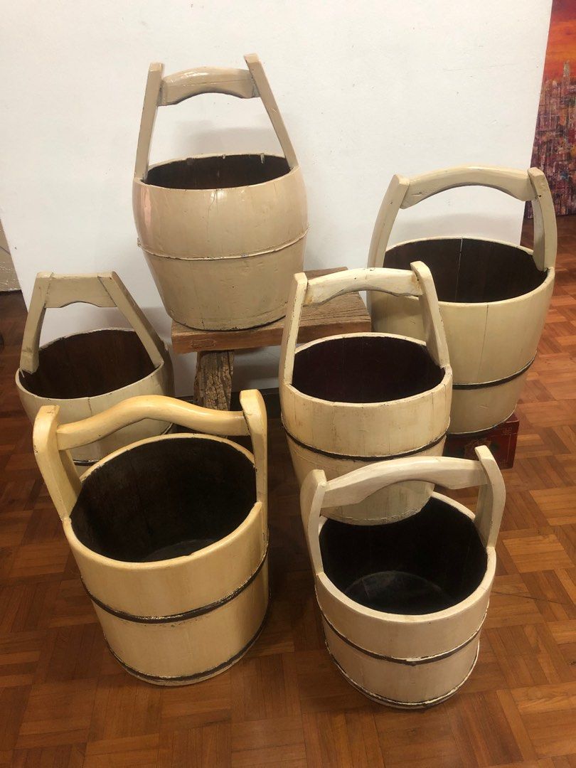 Old & Restored Chinese Water Buckets, Furniture & Home Living, Home ...