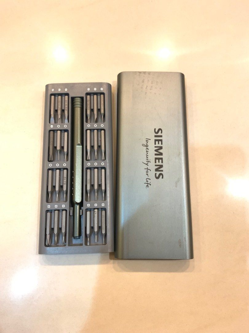 Precision screw driver + bits set with Siemens Logo , Soldering stand ...