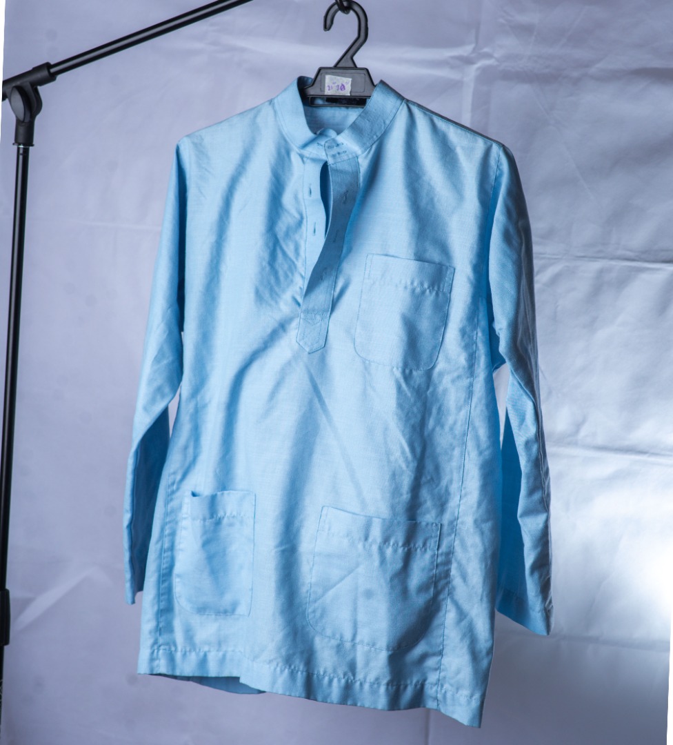 PV Men Light Blue Baju Melayu, Men's Fashion, Muslim Wear, Baju Melayu ...