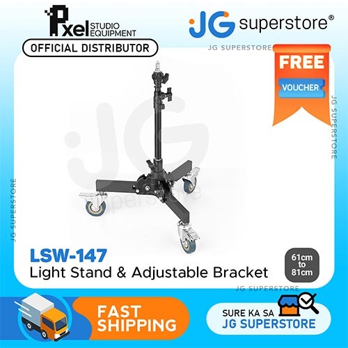 Pxel LSW-147 Light Stand with Wheels Sturdy Folding Floor Dolly Bracket ...