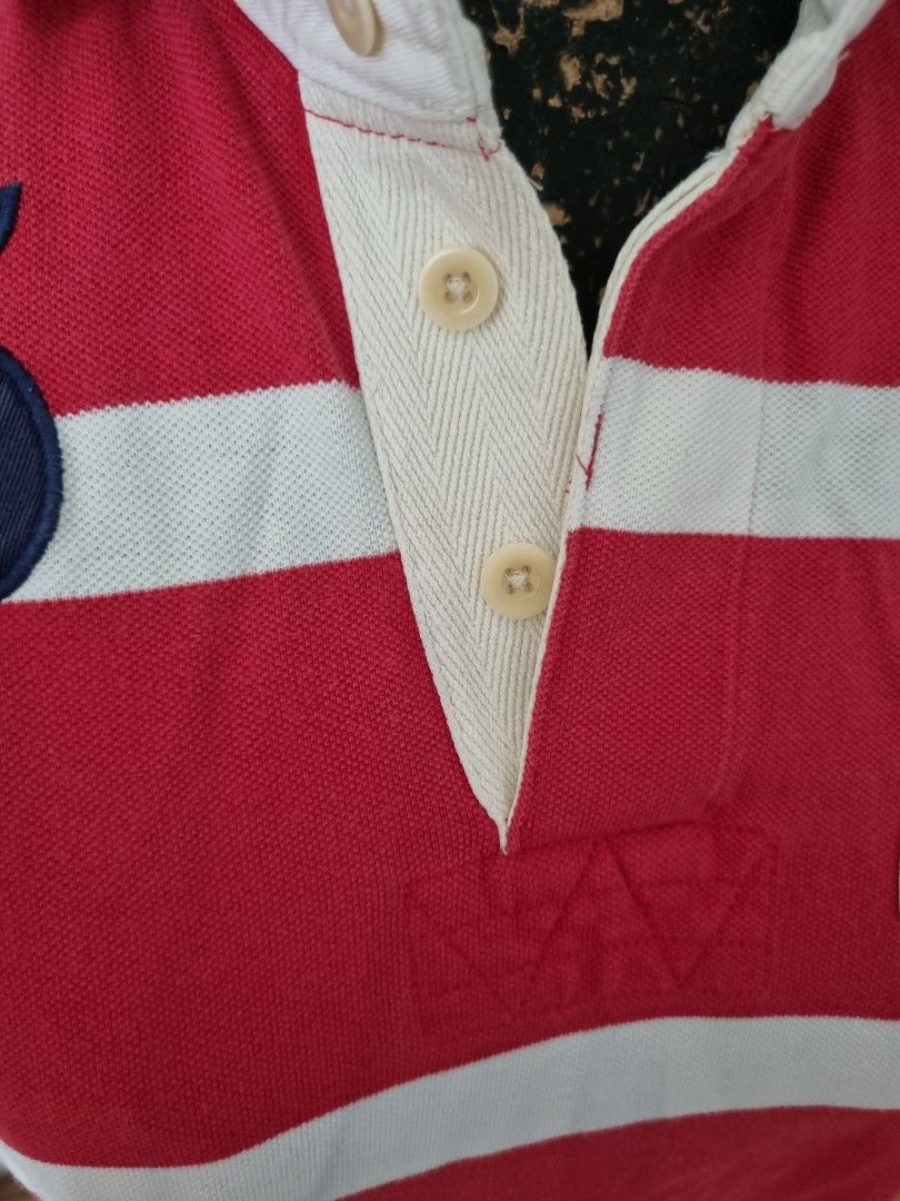 Ralph Lauren Red And White Striped Polo Shirt In Excellent Condition On
