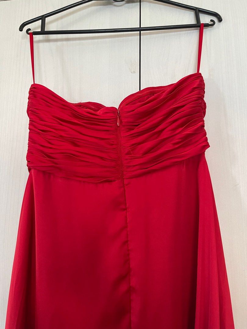 Red Satin tube Gown (Studio 75 brand), Women's Fashion, Dresses & Sets ...