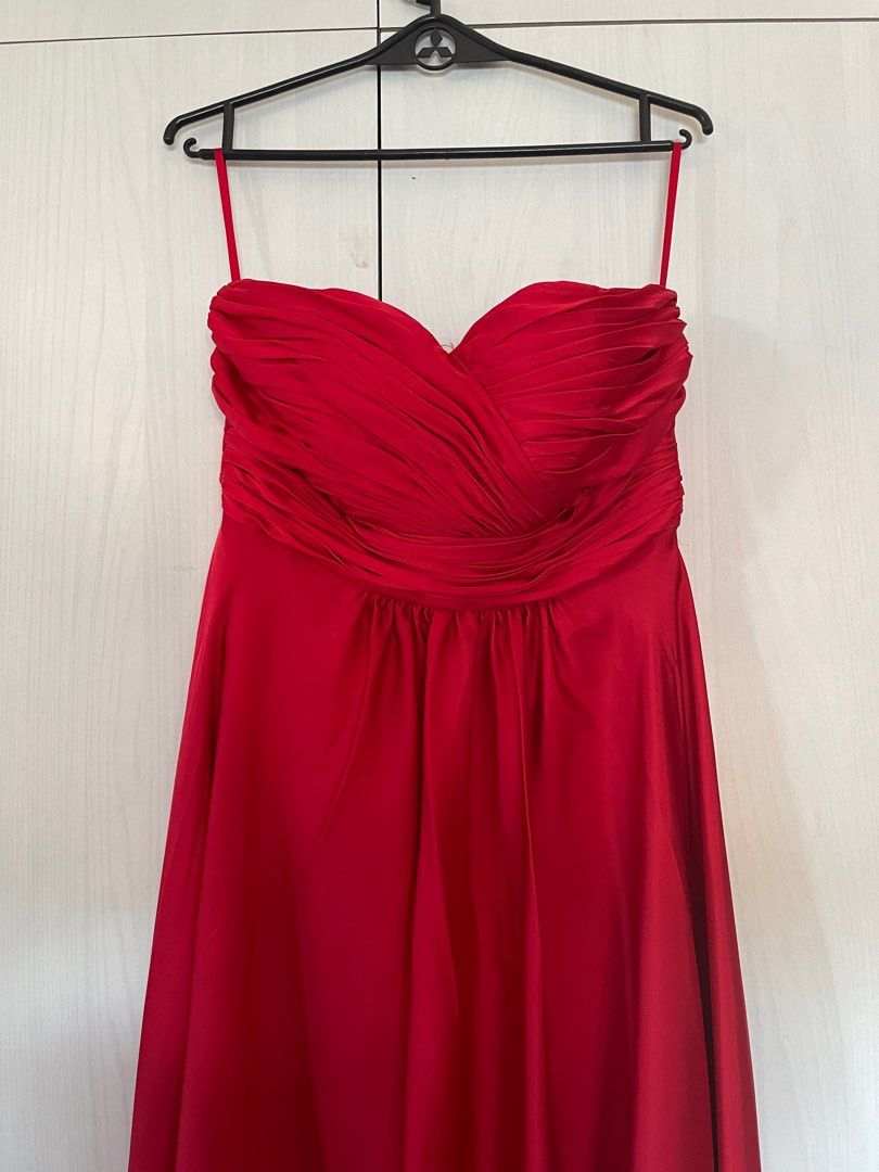 Red Satin tube Gown (Studio 75 brand), Women's Fashion, Dresses & Sets ...