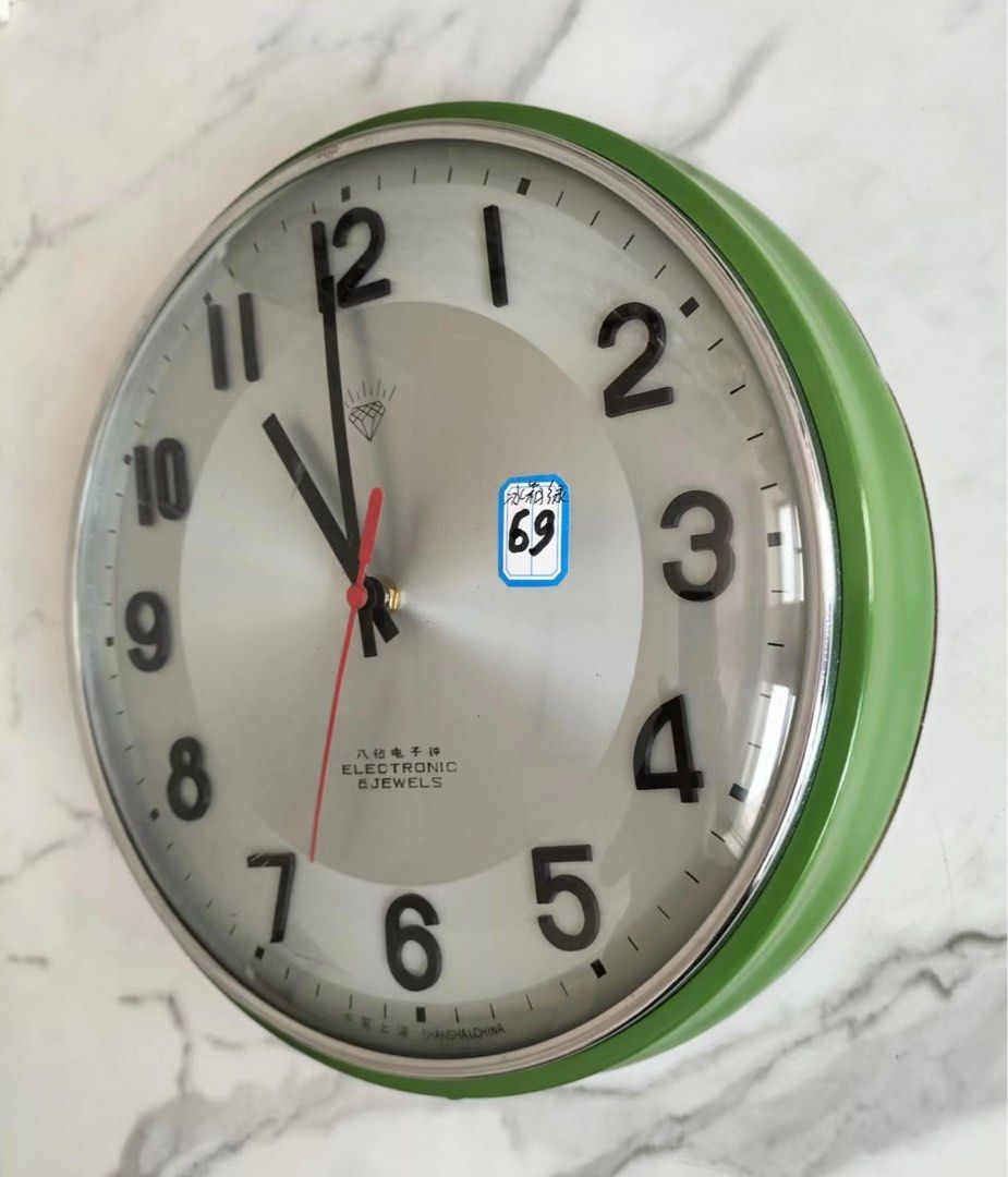 Reserved by customer 32 cm Vintage Green Numeric Shanghai Diamond Clock ...