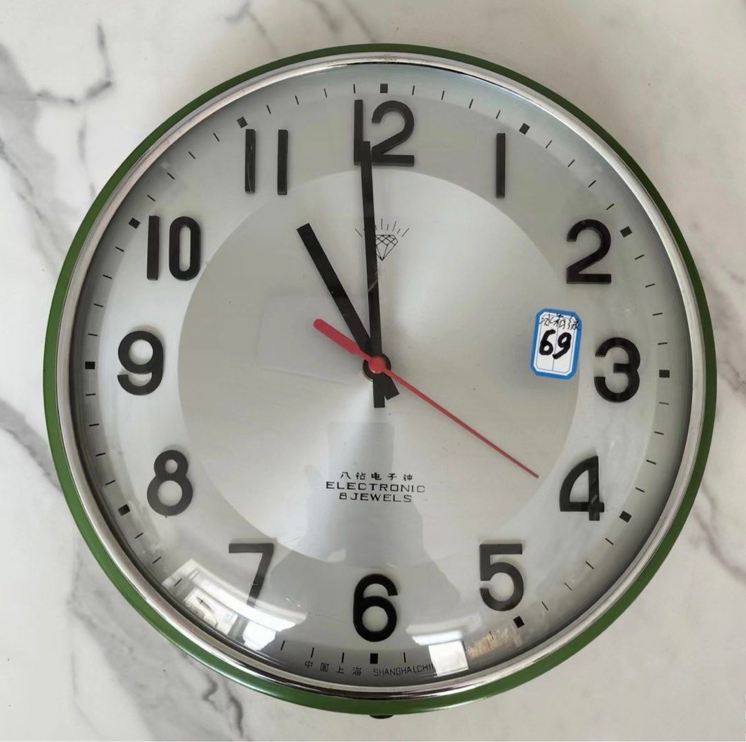 Reserved by customer 32 cm Vintage Green Numeric Shanghai Diamond Clock ...