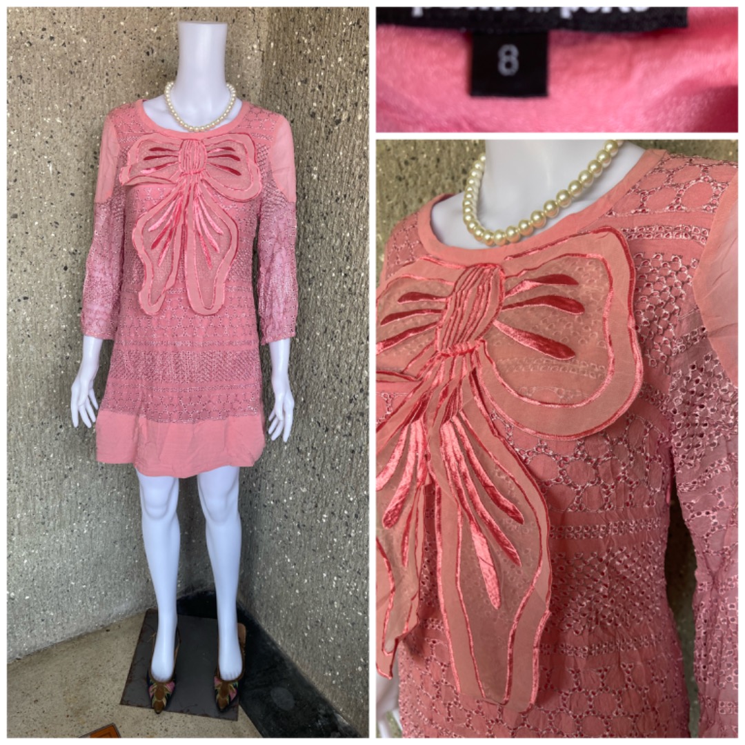 Ribbon Eyelet Pink Dress on Carousell