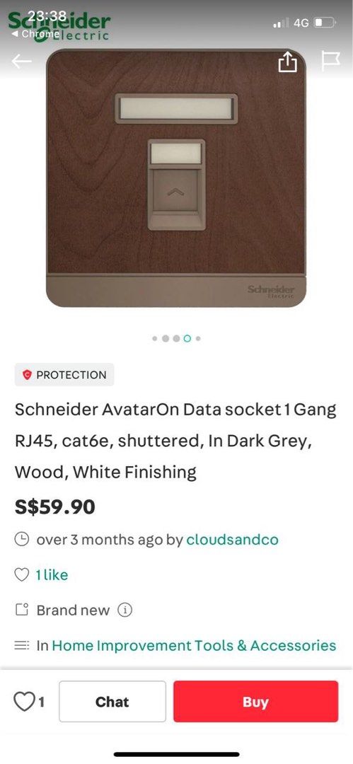 Schneider Avataron Single Data Socket (Dark Wood), TV & Home Appliances ...