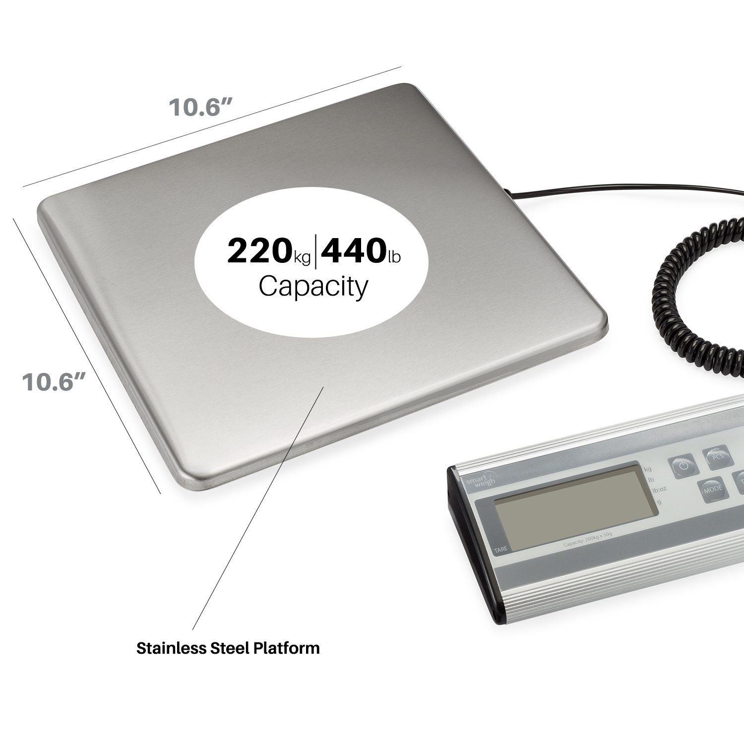 Smart Weigh 440lbs x 6 oz. Digital Heavy Duty Shipping and Postal Scale ...
