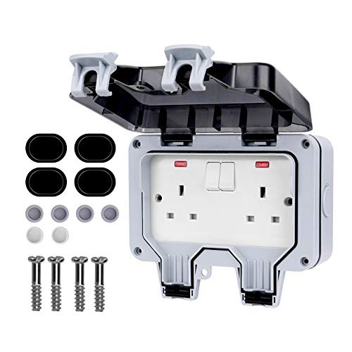 [Stockist.SG] Double Outdoor Socket Waterproof Socket, Wall Electrical ...