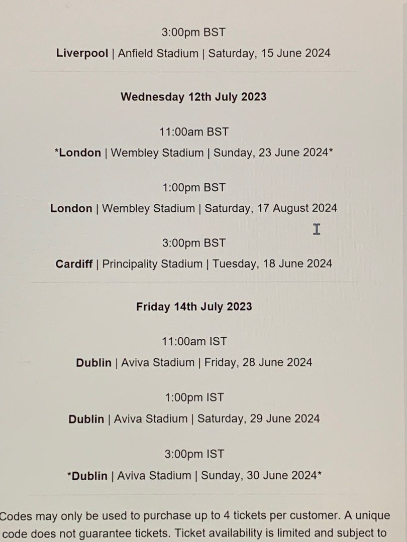 TAYLOR SWIFT ACCESS CODE (UK, DUBLIN shows ONLY), Tickets & Vouchers ...