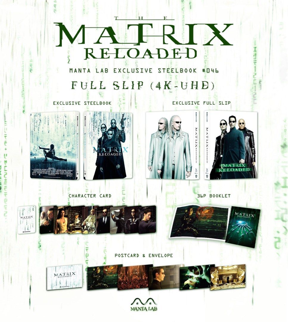 The Matrix reloaded 4k uhd + 2d Blu-ray steelbook manta exclusive ...