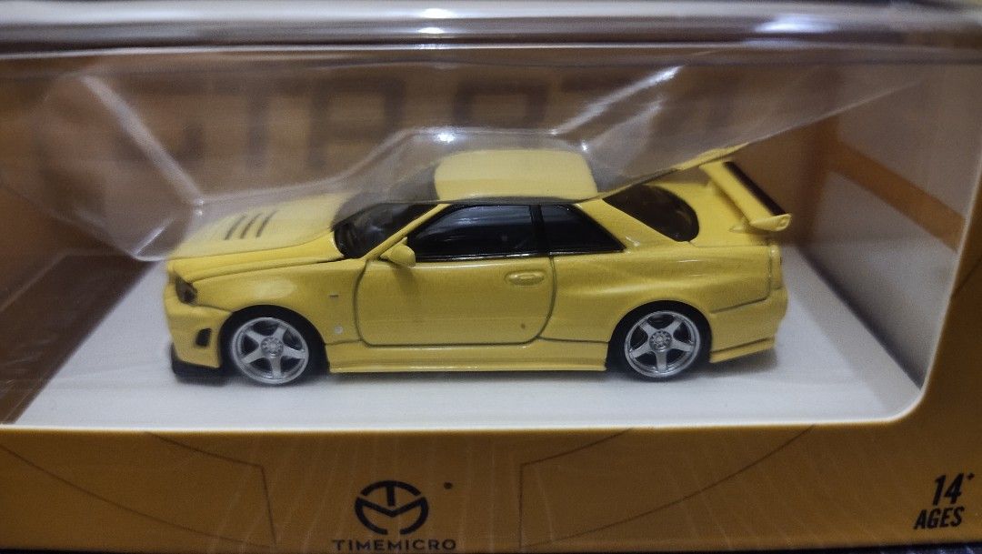 Timemicro Nissan Skyline GTR R34 Yellow, Hobbies & Toys, Toys & Games on Carousell