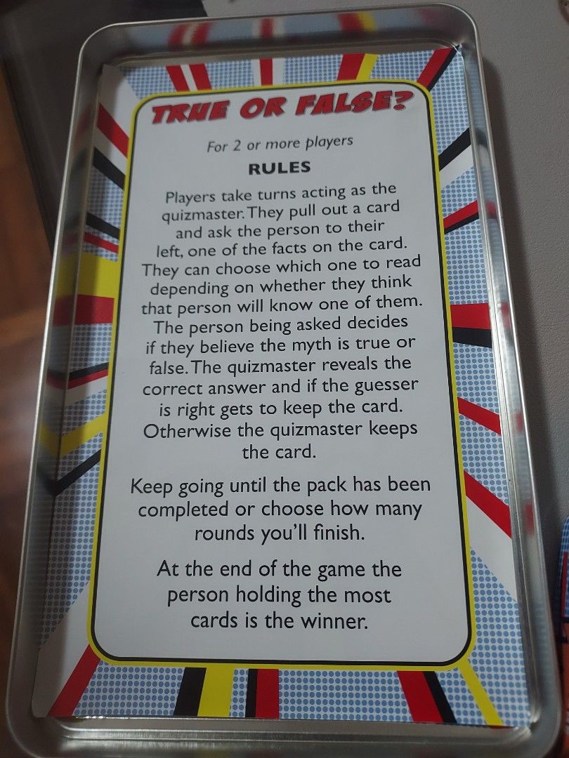 True Or False board game, 興趣及遊戲, 玩具 & 遊戲類 - Carousell