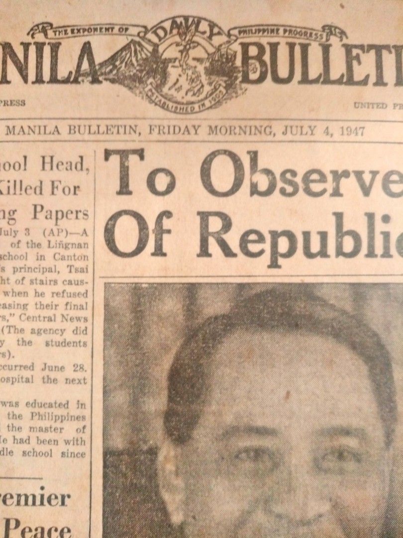 (ULTIMATE RARE) 1947 Philippine Independence Anniversary Newspaper ...
