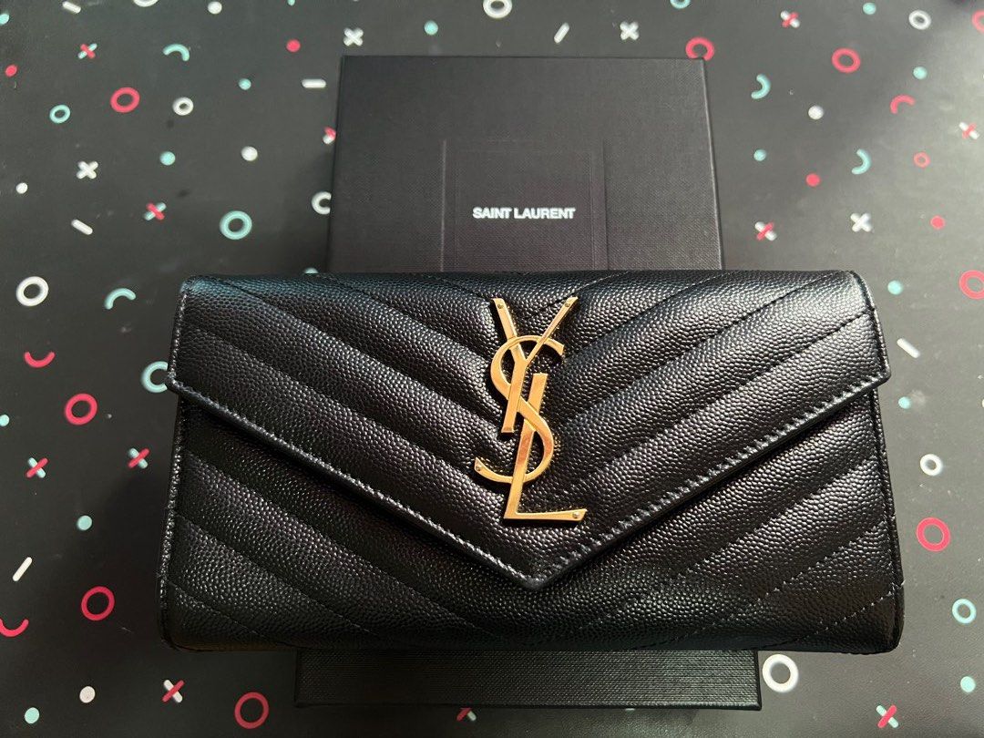 YSL Long Wallet Black, Luxury, Bags & Wallets on Carousell