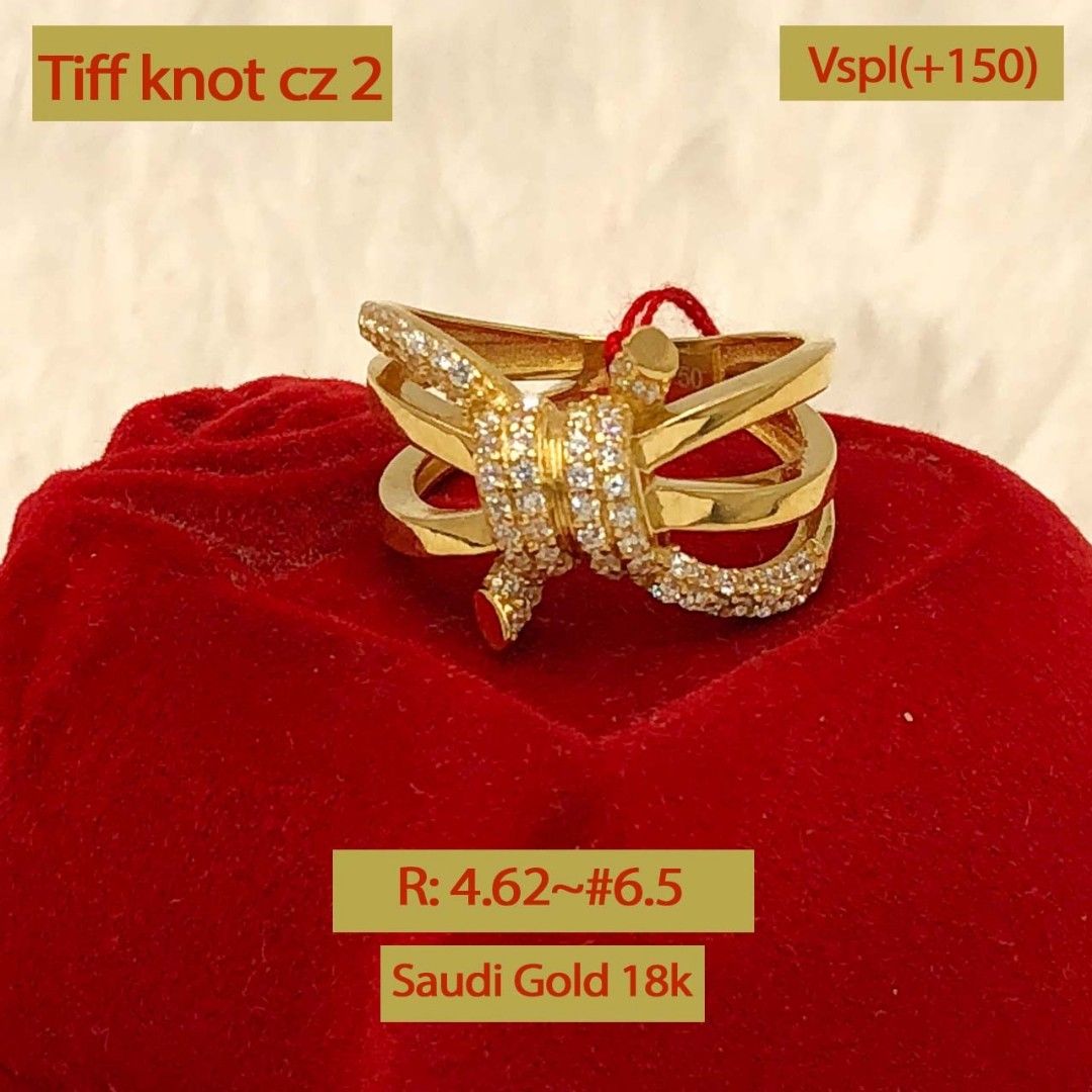 18k Saudi Gold Rings Tiff Knot CZ 2 on Carousell