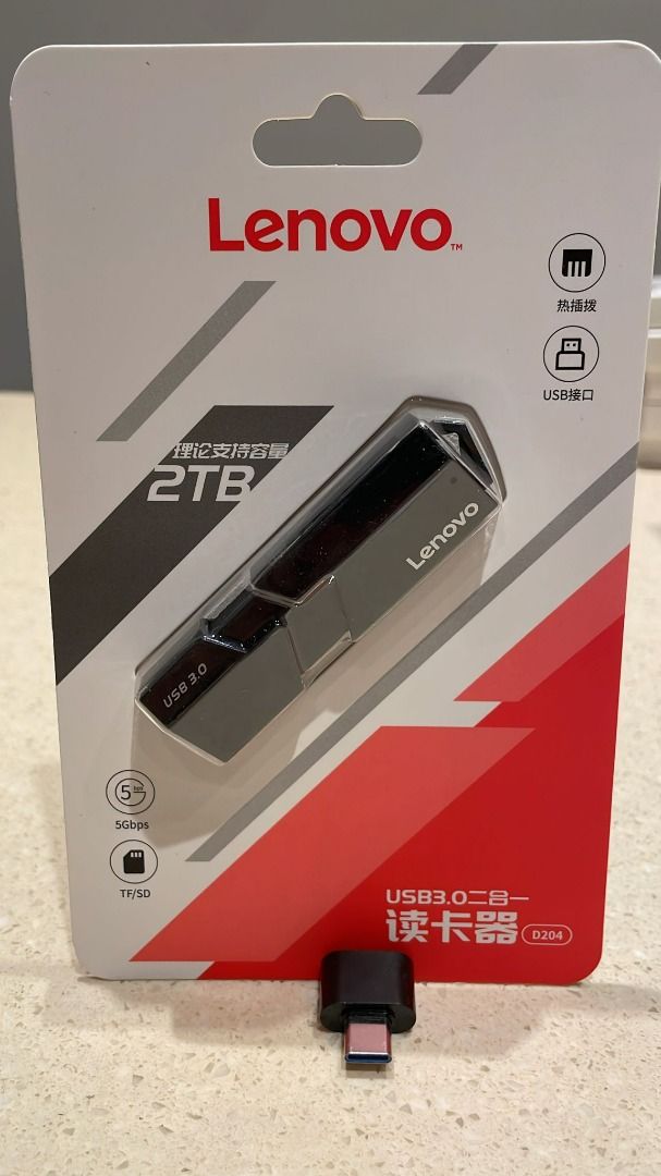 3470) LENOVO USB CARD READER 5GBPS USB 3.0 2 IN 1 SD TF MEMORY CARDS ...