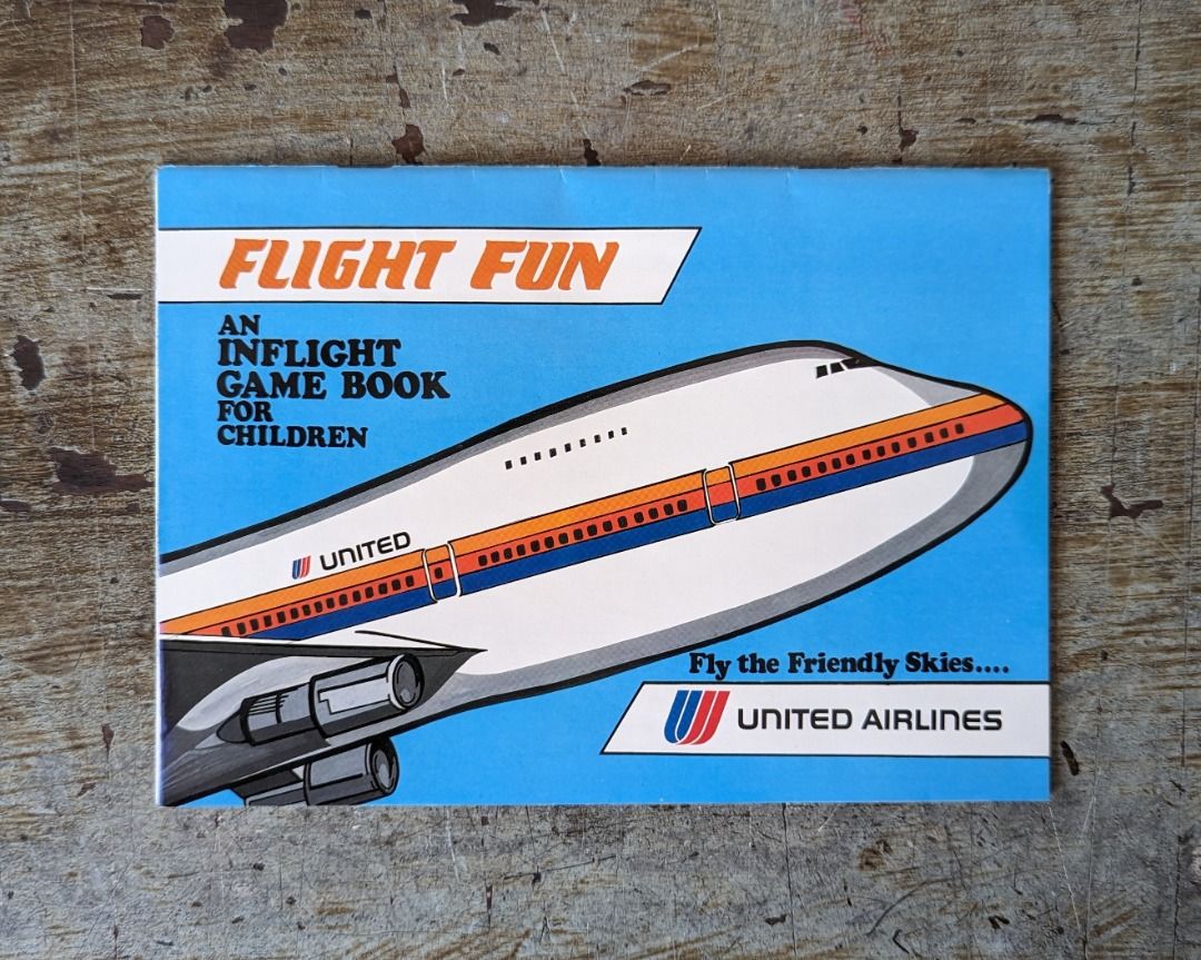 7、80年代：聯合航空提供孩童乘客的遊戲互動書與塗鴉畫冊（United Airlines 、Drawing Pad 、Game Book ...