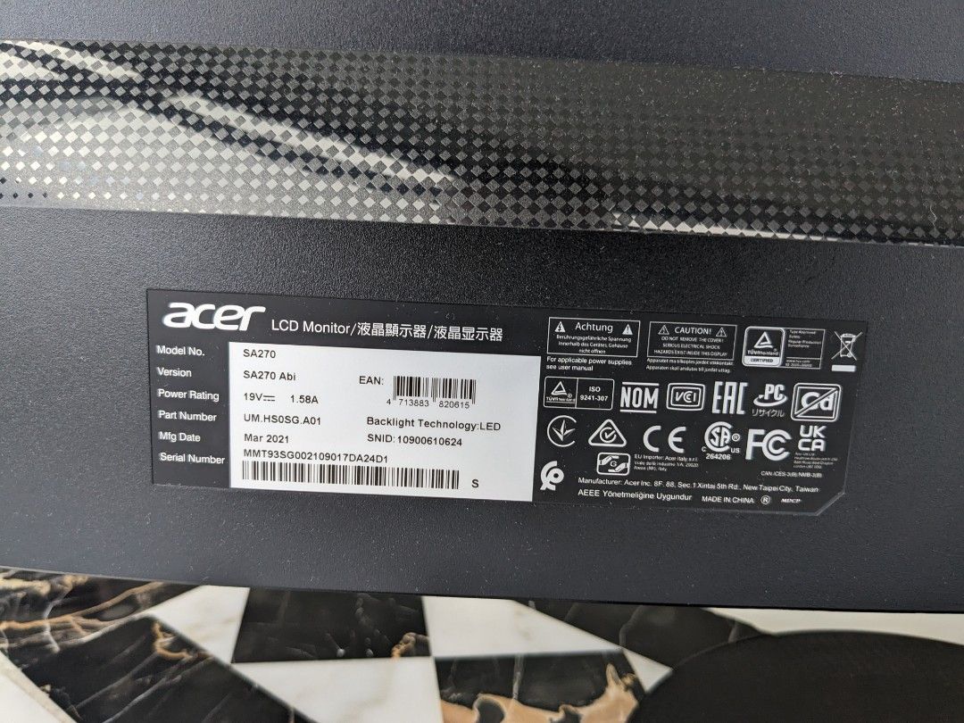 ACER Screen SA270, Computers & Tech, Parts & Accessories, Monitor ...