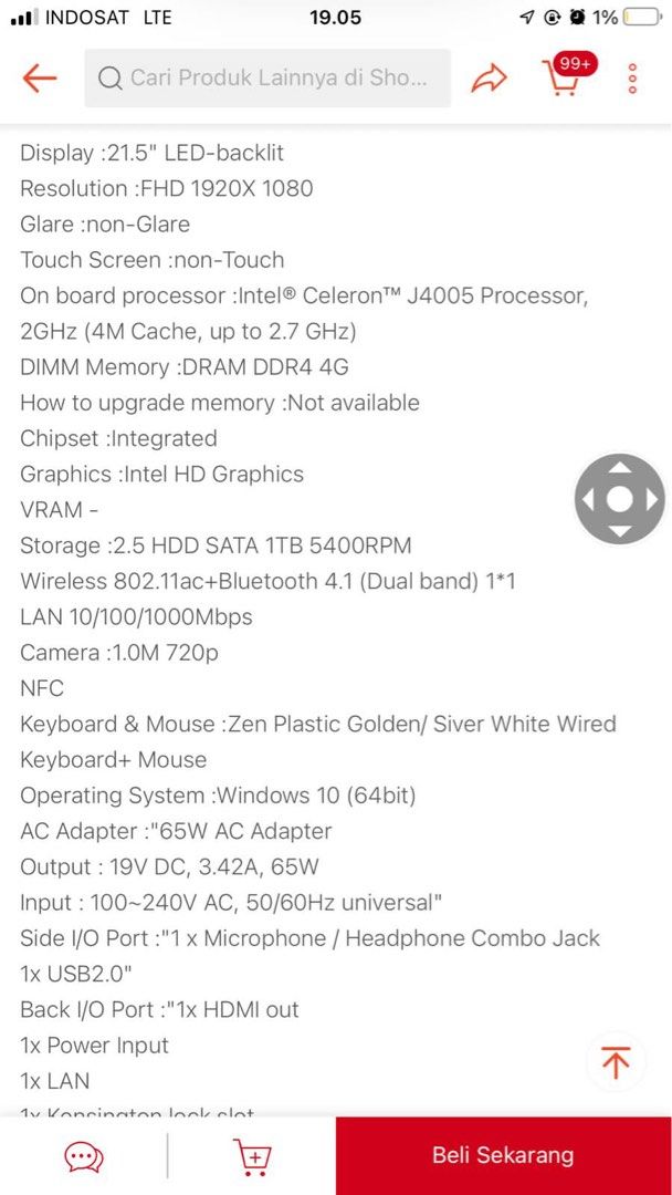 Asus AIO All In One PC V222GAK-WA141T (J4005, 4GB, HDD 1 TB, Win 10), Elektronik, Komputer ...