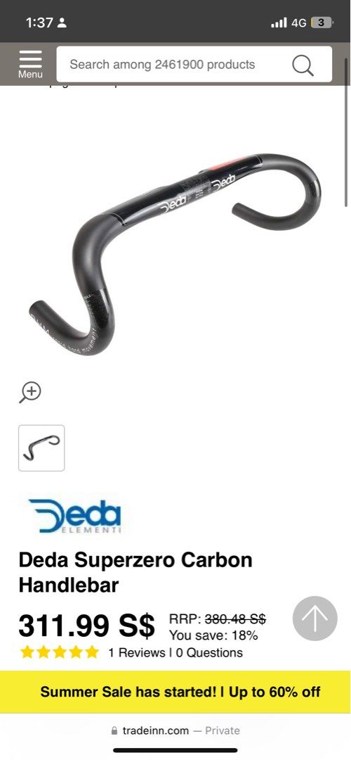 authentic 440mm deda superzero aero dropbar, Sports Equipment, Bicycles ...