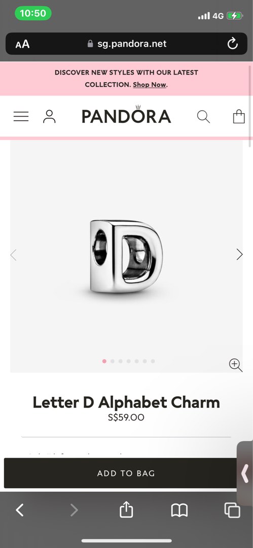 authentic pandora D alphabet charm, Women's Fashion, Jewelry ...