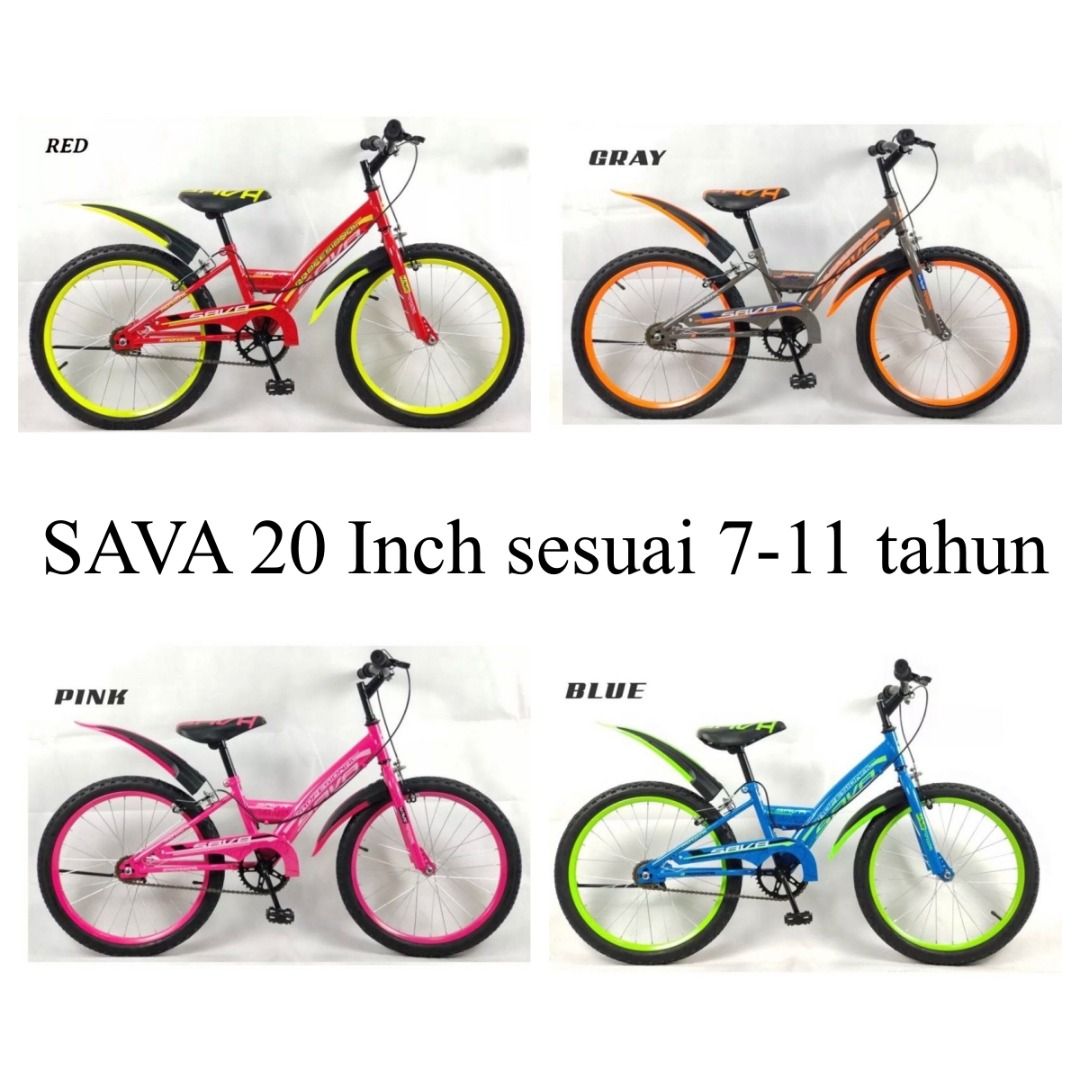 Basikal Kanak-kanak SAVA 20 Inch sesuai 7-11 tahun SAVA 20 Inch Kids Bike, Sports Equipment ...