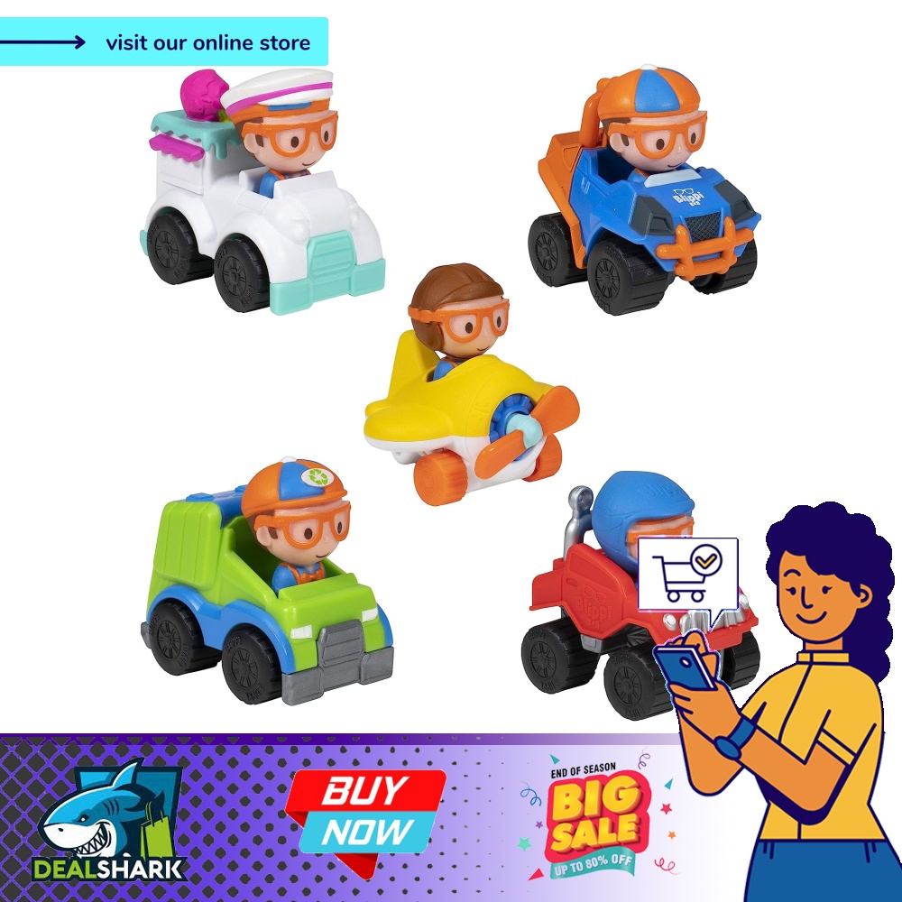 Blippi Mini Mobiles, 5 Pack Mini Vehicles - Features Character Toy ...