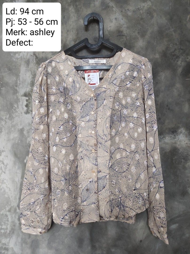 Blouse outer sifon motif daun polka, Fesyen Wanita, Pakaian Wanita ...