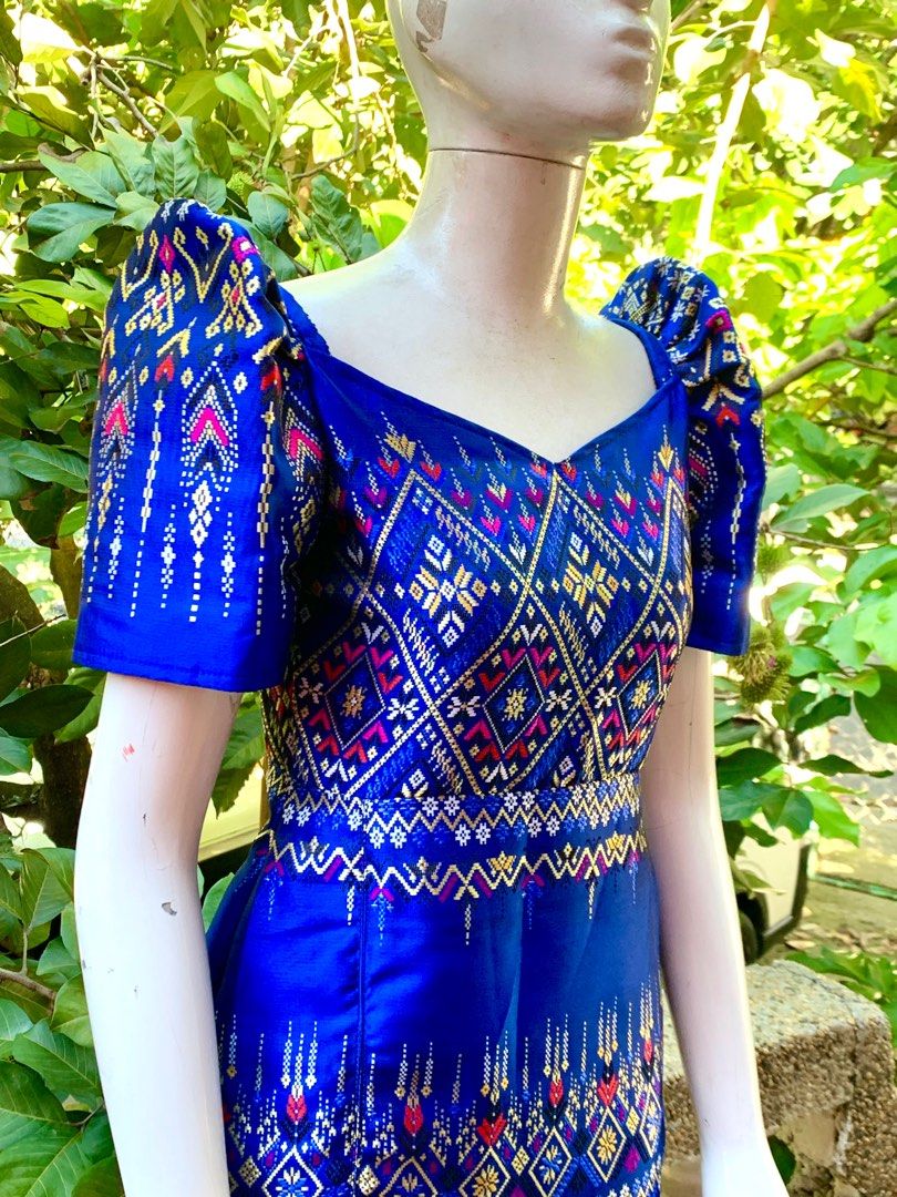 BLUE INABEL HANDWOVEN FILIPINIANA LONG DRESS FOR RENT on Carousell
