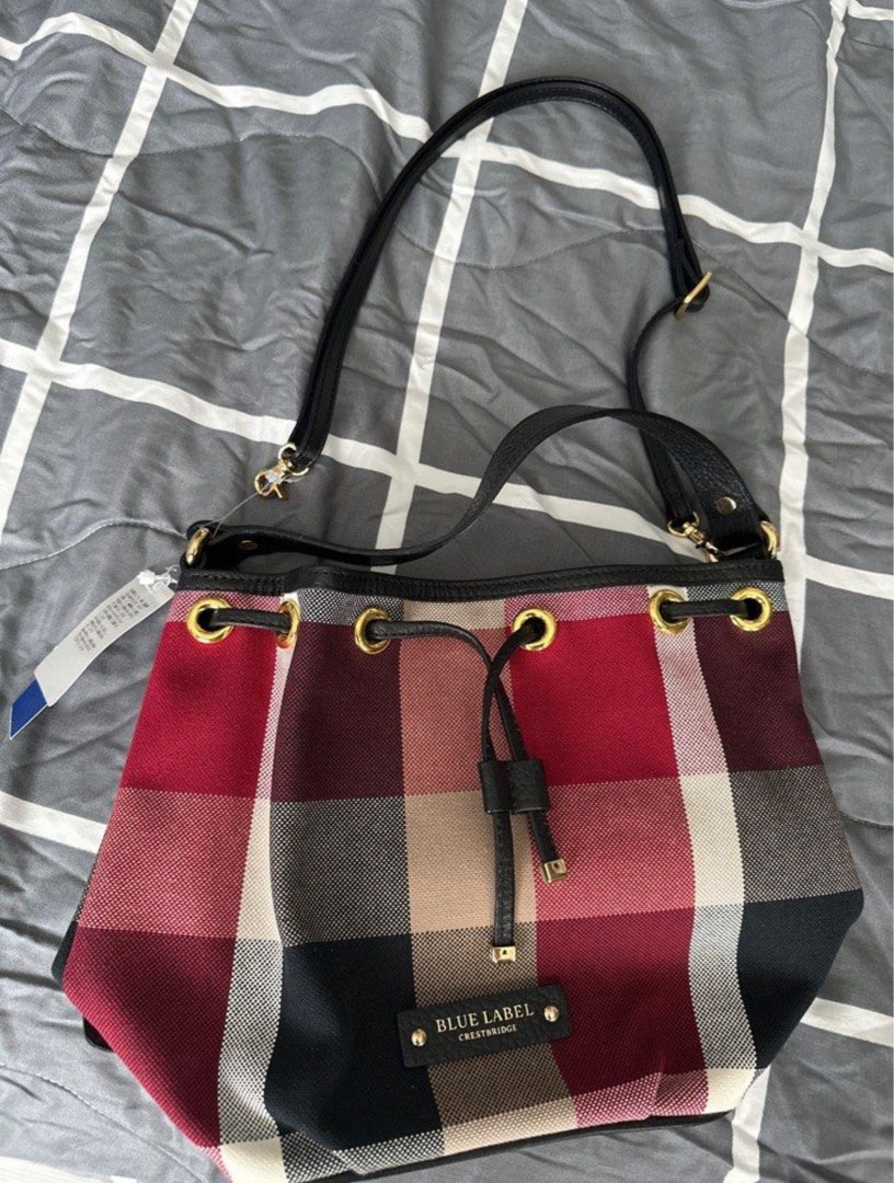 Blue Label Japan Bucket Bag - Red checked, Women's Fashion, Bags ...