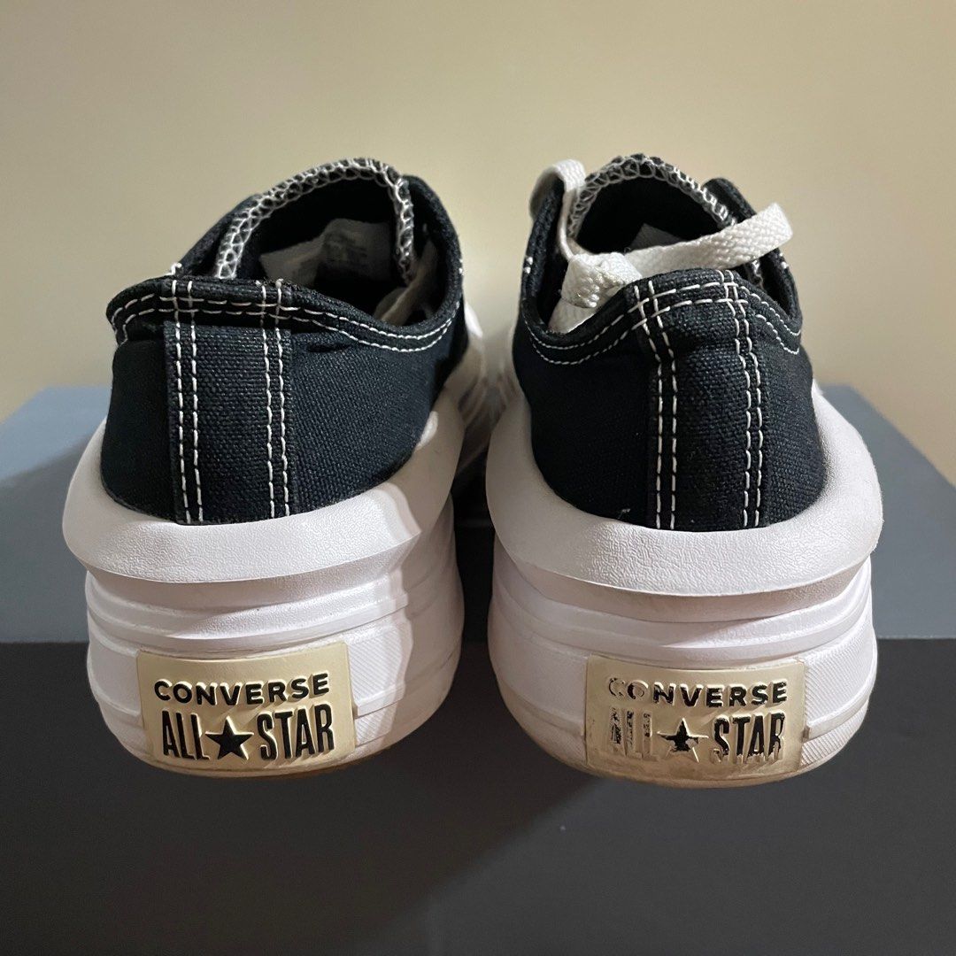 Converse chunk Taylor all star move 輕量厚底帆布鞋 低筒 黑23cm, 她的時尚, 鞋類, 厚底鞋在旋轉拍賣