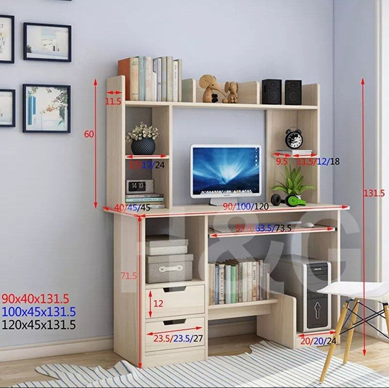 Coospro Computer Table Desk Study Table with Drawer and Bookshelf for ...