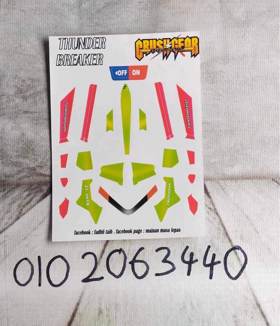 crush gear thunder breaker sticker kalis air susah koyak water ...
