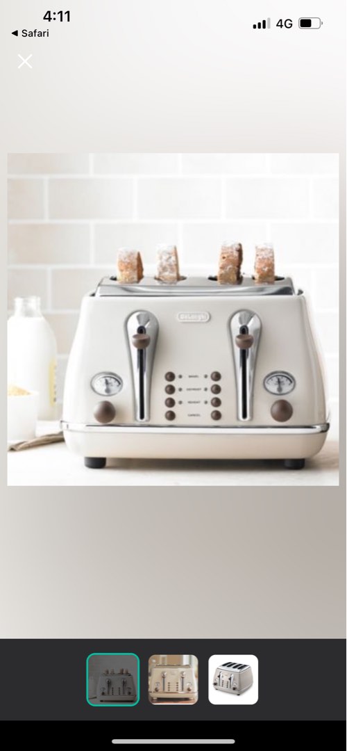 Delonghi Icona Vintage 4 Slice Toaster Beige/Cream, TV & Home ...
