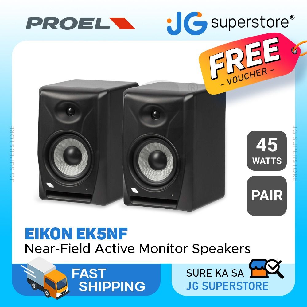 Eikon by PROEL EK5NF 45W 5.25" Near-Field Bi-Amped Class AB 2-Way (PAIR) Active Studio Monitor ...
